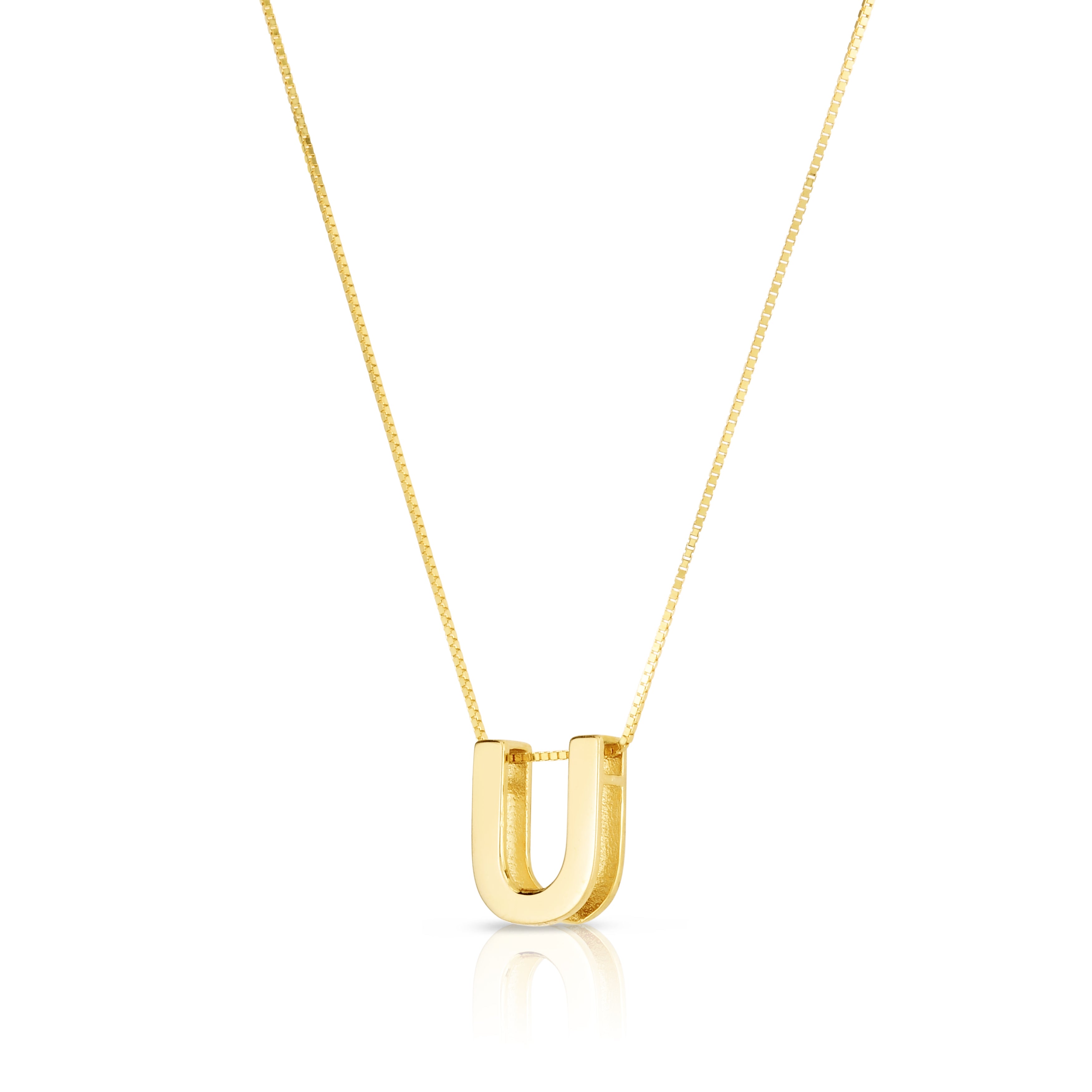 Royal Chain 14K Gold Block Letter Initial U Necklace RCU10969 – Park ...
